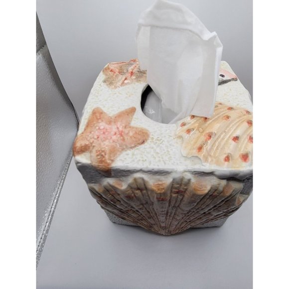Unkown | Accents | Sea Shell Fish Tissue Box Cover Holder Nautical ...